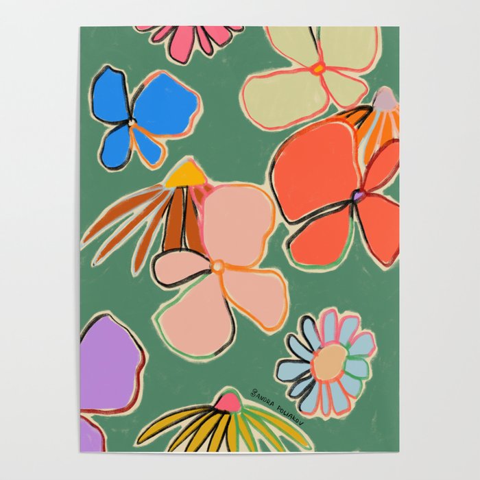 VINTAGE GARDEN GREEN Poster by Sandra Poliakov | Society6