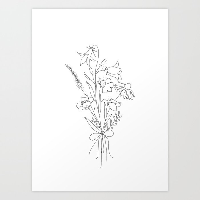 Small Wildflowers Minimalist Line Art Art Print by Nadja | Society6