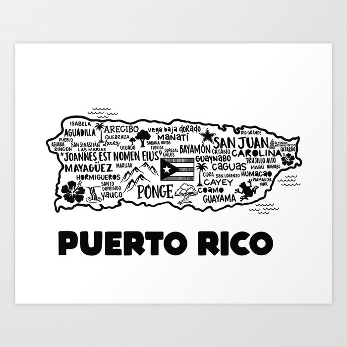 Puerto Rican Map Black And White