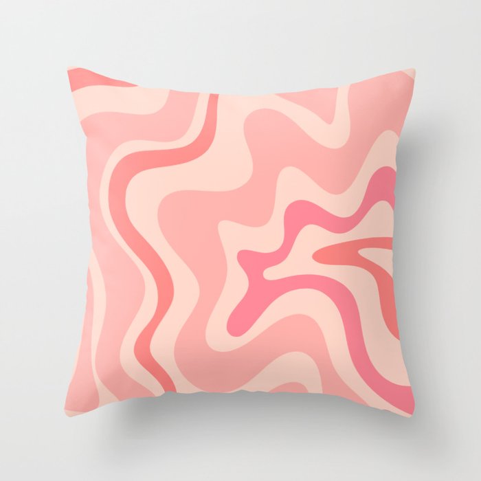 Retro Liquid Swirl Abstract in Soft Pink Throw Pillow by Kierkegaard ...