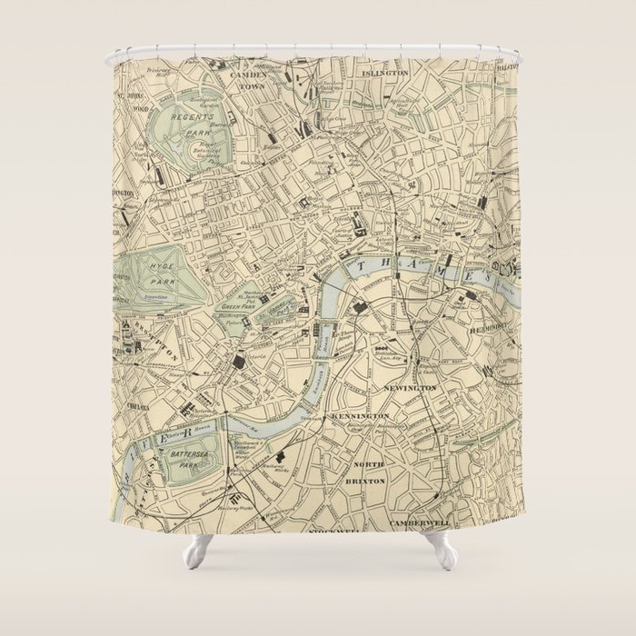 Vintage Map of London England (1901) Shower Curtain by BravuraMedia ...