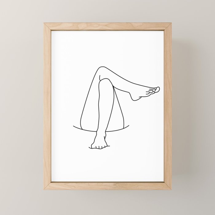 Black And White Sexy Art Print Woman Legs Line Drawing Minimalist Modern Nude Woman Poster