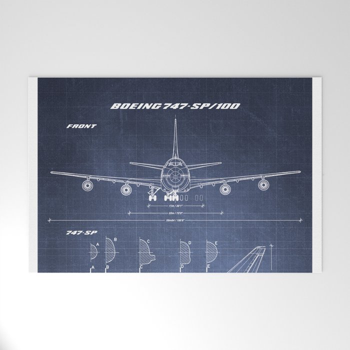 Boeing 747-SP and 747-100 Blueprint in High Resolution (dark blue ...