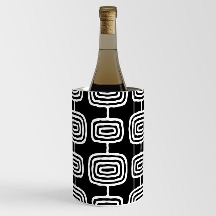 Mid Century Modern Atomic Rings Pattern Black and White Wine Chiller by ...
